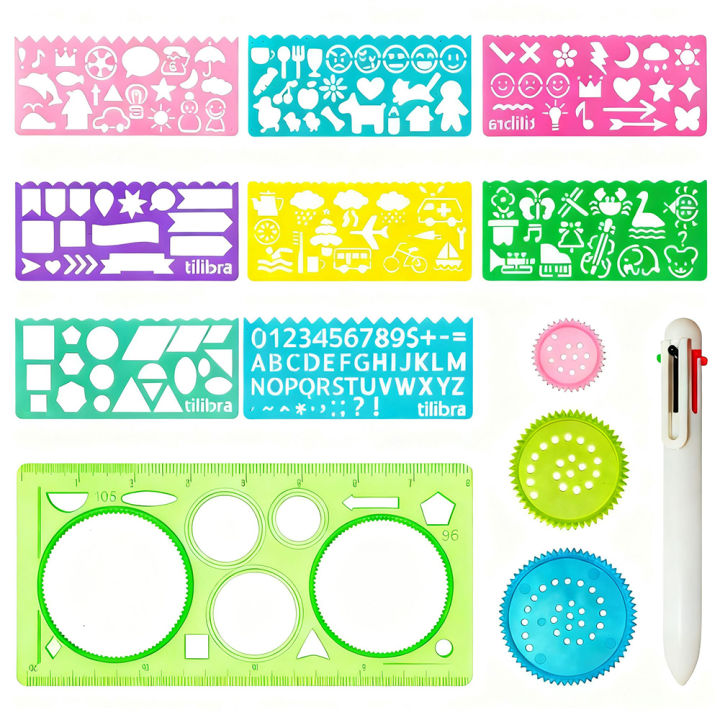 13 Pieces Drawing Stencils Set for students, Plastic Drawing Painting ...