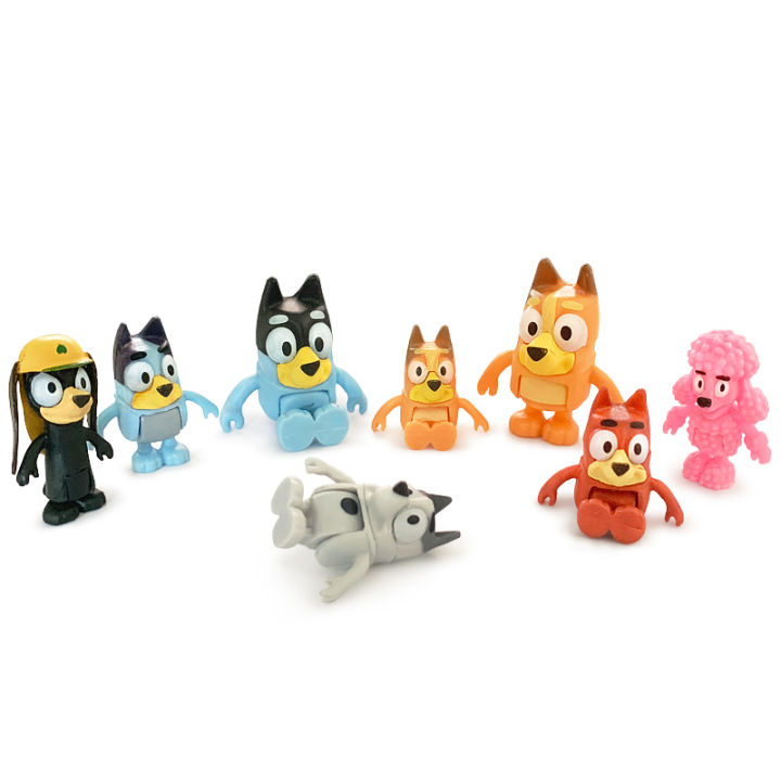 Bluey Bingo Anime Figure Snickers Coco Toys 8Pcs/Set PVC Movable Joints ...