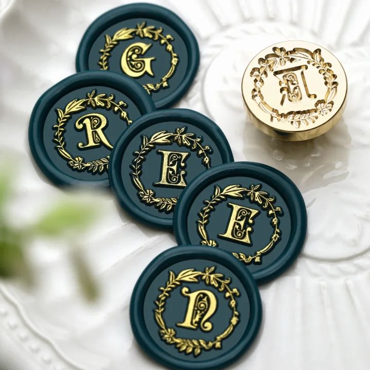 New Flower wreath Letter Wax Seal Stamp 26 Letter Series Sealing Wax ...