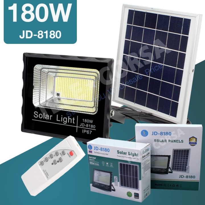 Solar spotlight with remote control JD-8180 Solar-light-jd-8180-09b ...