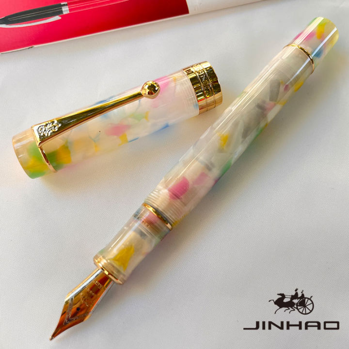 Jinhao 100 Fountain Pen Celluloid Classic Style, Fine Nib Smooth ...