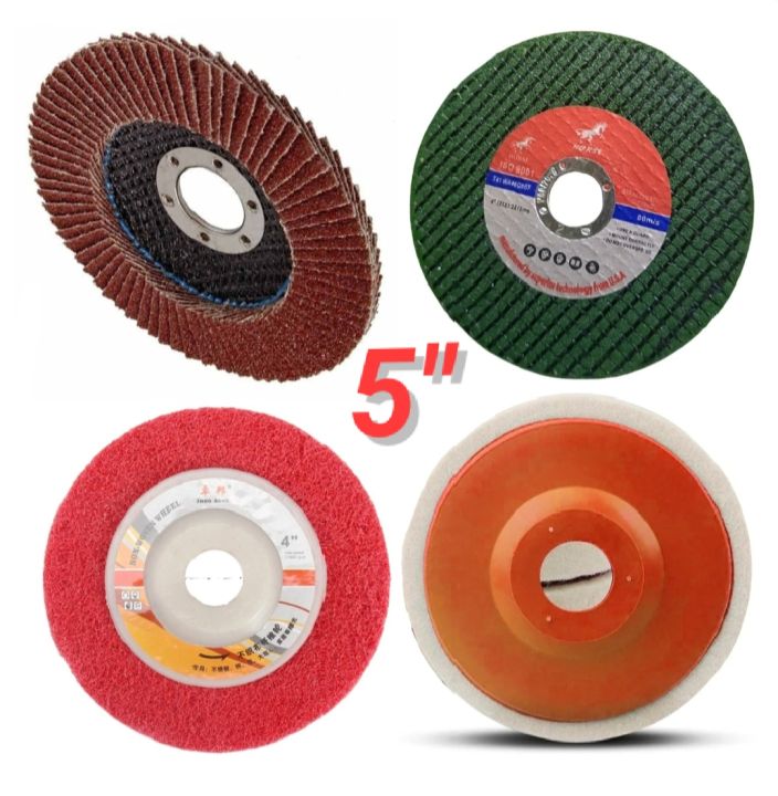 5 Inch Grinding & Polishing Disc Set – Flap, Fiber, Clean & Buffing ...