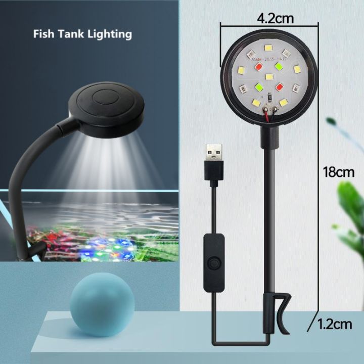 Mini Fish Tank Lighting LED Light Waterproof USB-Plug 360 Degree ...