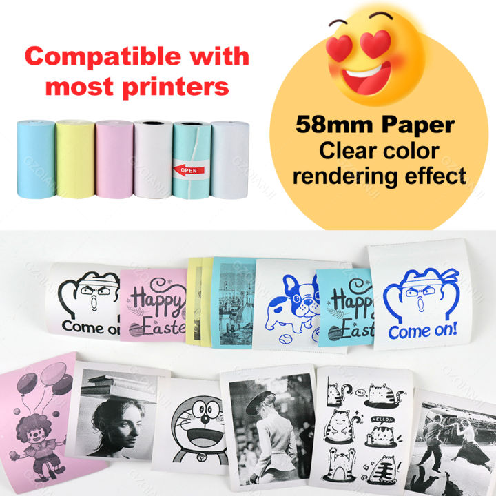 58mm thermal Color White Sticker Adhesive Notes Paper Rolls DIY Receipt ...