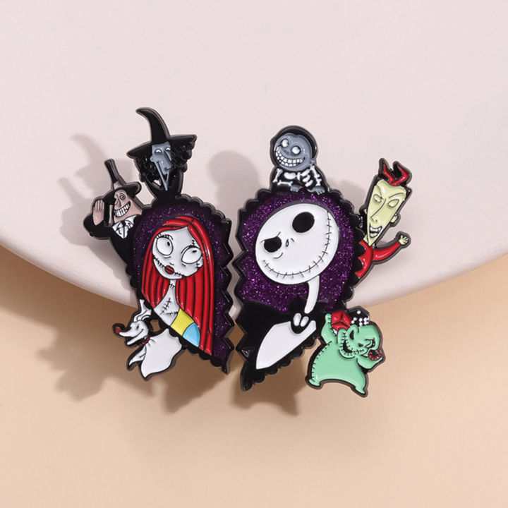 1pair Disney Movie The Nightmare Before Christmas Enamel Pins, Purple ...