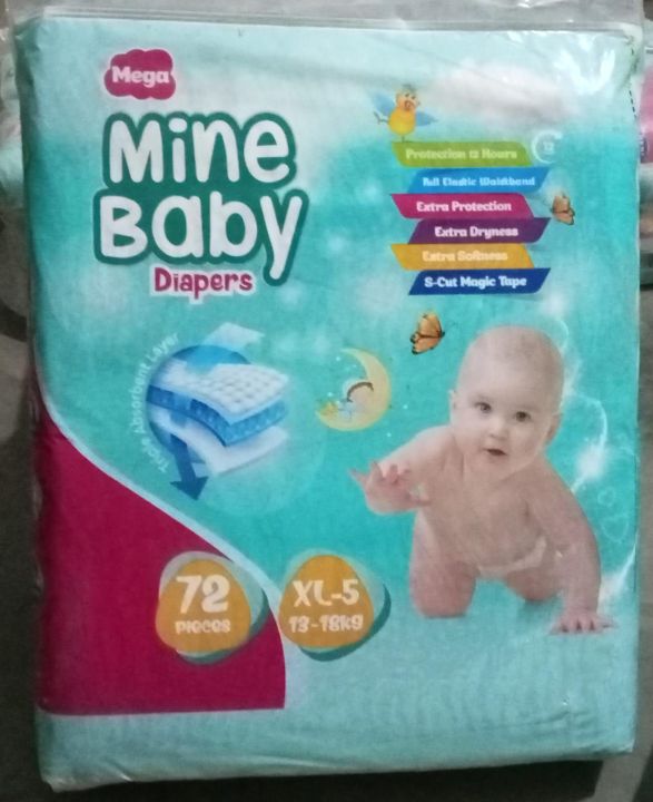 Mine Baby Diaper Mega Pack XL-Size No.5 72Pcs | Daraz.pk