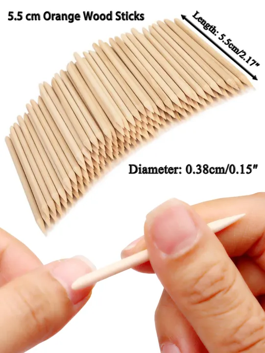 5.5cm Orange Wood Cuticle Sticks Double Ended Manicure Tools for Nail ...