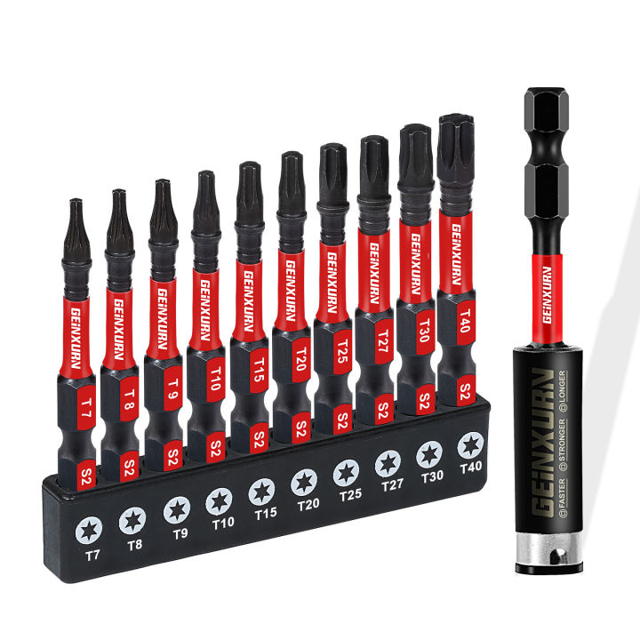 Geinxurn 2 Inches T7-T40 Torx Screwdriver Bit Set,Impact Tough Magnetic ...