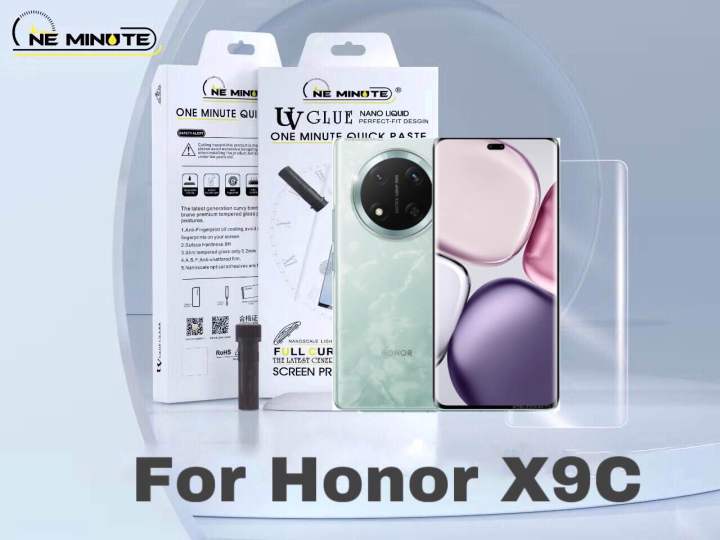 UV Glue Curved Tempered Glass Screen Protector For Honor X9C Screen ...