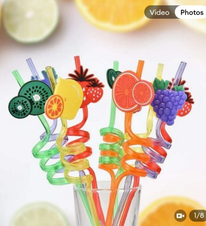4Pcs Straw for Kids & Party Decoration Colorful Fruit Style Straw ...