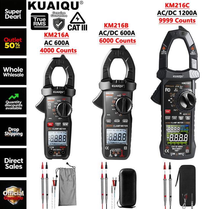 KUAIQU KM216C KM216B KM216A True RMS 1200A 600A Amp Meter Clamp, 4000 ...