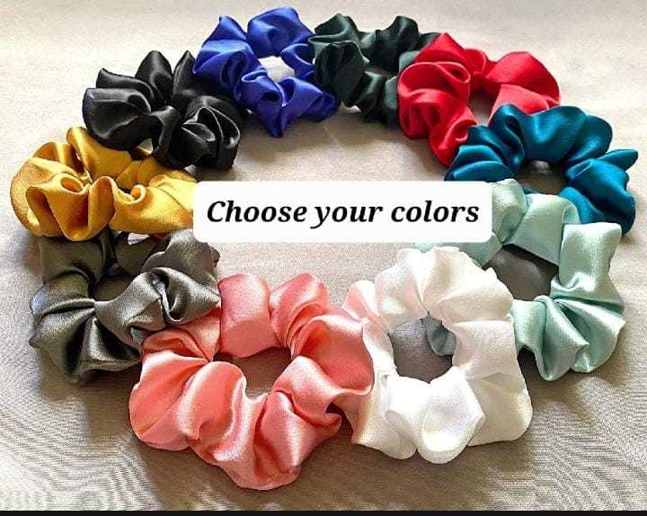 3 pcs Elegant Women ( pack of 3 random Colors ) Ponytail Scrunchies ...