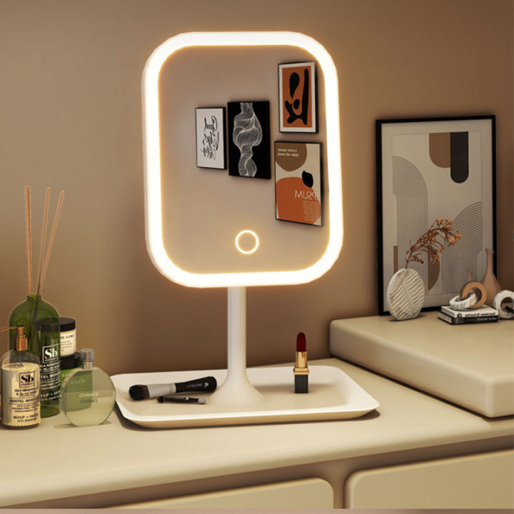 Niche Modern Desktop Vanity Mirror 3 Color Light LED Makeup Mirror ...