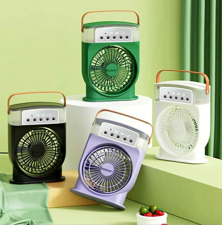 Air Cooler Fan 3 in 1 Mini Portable Fan Humidifier with 7 Colors LED ...