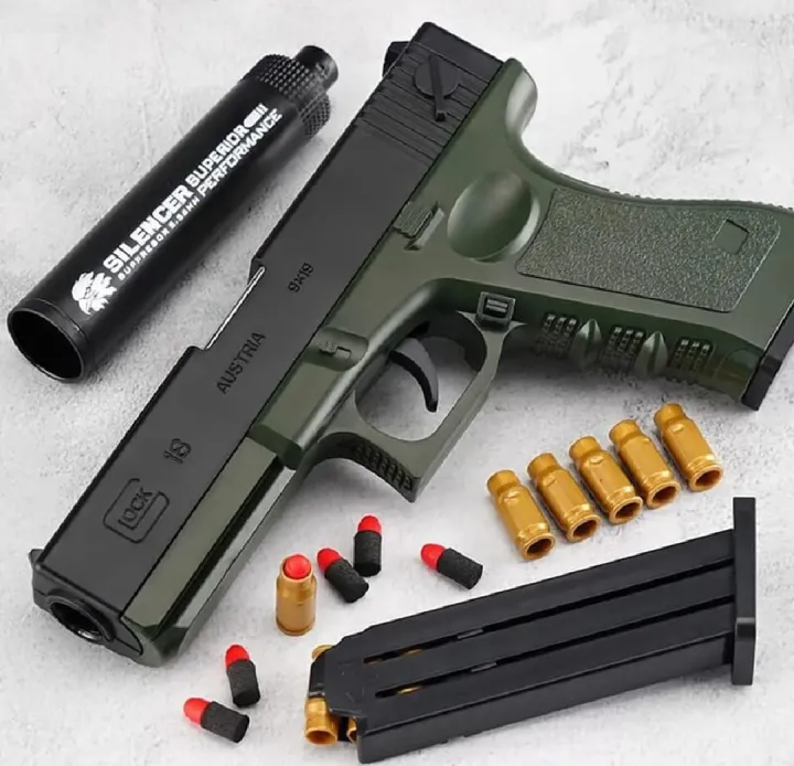 GLOCK BULLET SHELL GUN TOY FOR BOYS AIR SOFT BULETT BLASTER AUTOMATIC ...