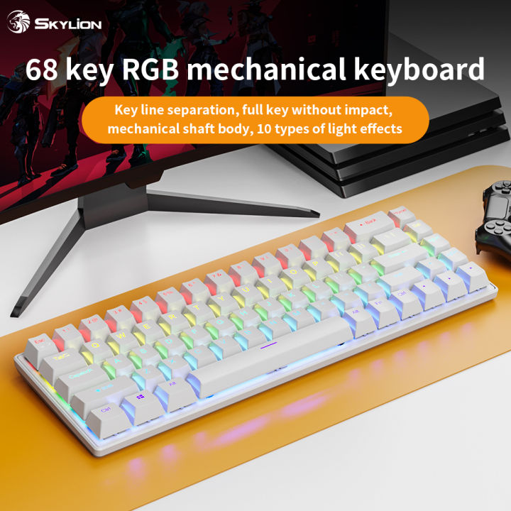 K68 Wired Mechanical Keyboard 10Kinds of Colorful Lighting Gaming and ...