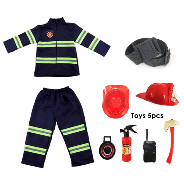 Firefighter Uniform Children Sam Cosplay Fireman Role Play Fancy ...