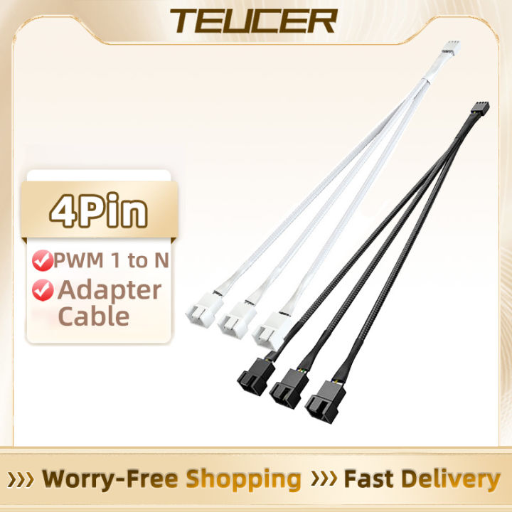 TEUCER 4-pin 1 to 4 Way PWM Fan Splitter Cable Cooled 1 to 2/3/4 Way ...
