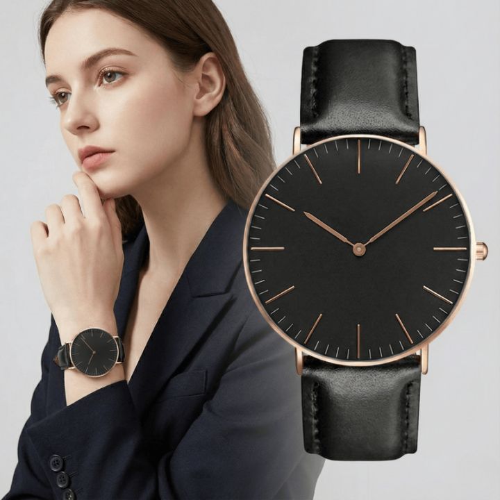 Simple Elegant Women's Watches Casual Leather Watchband Dress Ladies ...