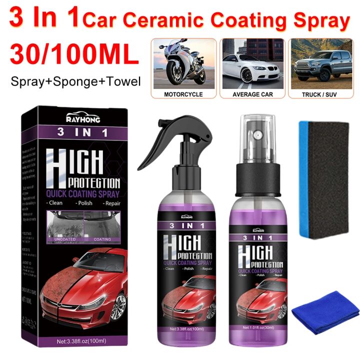 3 in 1 High Protection Quick Ceramic Coating Nano Spray Car Coating Wax Polishing Spray Plastic ...