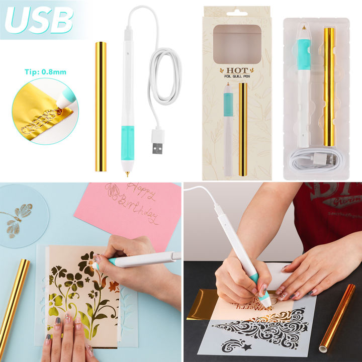 USB Powered Hot Foil Pen Set 0.8mm Heat Active Pen For Paper Leather ...
