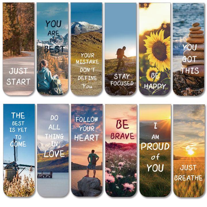 12pcs Inspirational Magnetic Bookmarks with Motivational Quotes ...