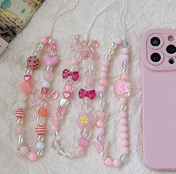 Colourful Stylish beaded mobile phone charm Strap Chain Women Girls ...