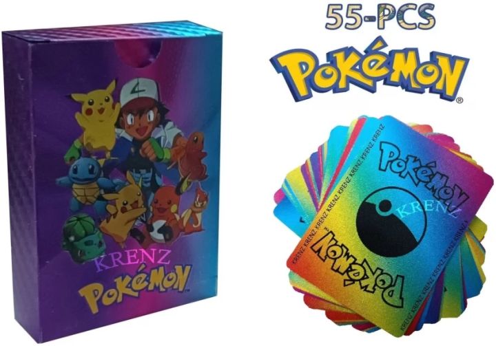 Pokemon 55 pcs Rainbow Plastic Card Pack | Daraz.lk
