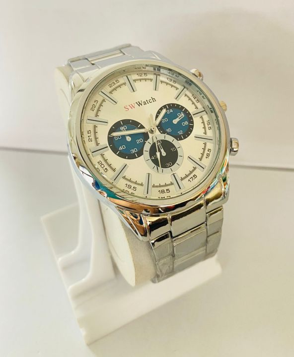 SWATCH GENTS MENS STAINLESS STEEL LUXURY SILVER CHAIN WATCH | Daraz.lk