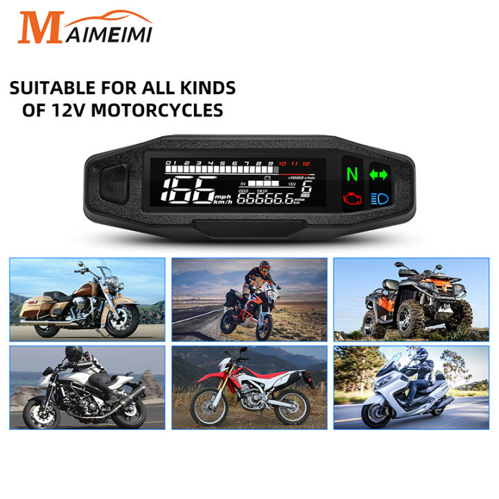 Universal Digital Motorcycle Speedometer Moto Meter Digital Tachometer ...