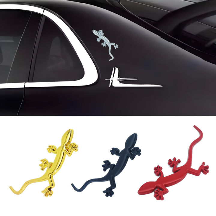 2PCS Gecko Sticker 3D Metal Car Badge Rear Trunk Body Emblem Decals ...