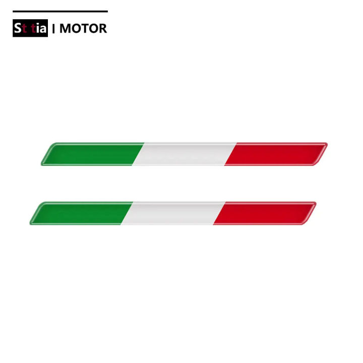 2x Italian Tricolor Flag Epoxy Decorative Sticker 3D Motorcycle Tank ...