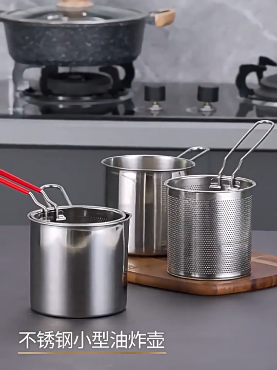 Stainless Steel Fryer with French Fries and Chicken Wings Household ...