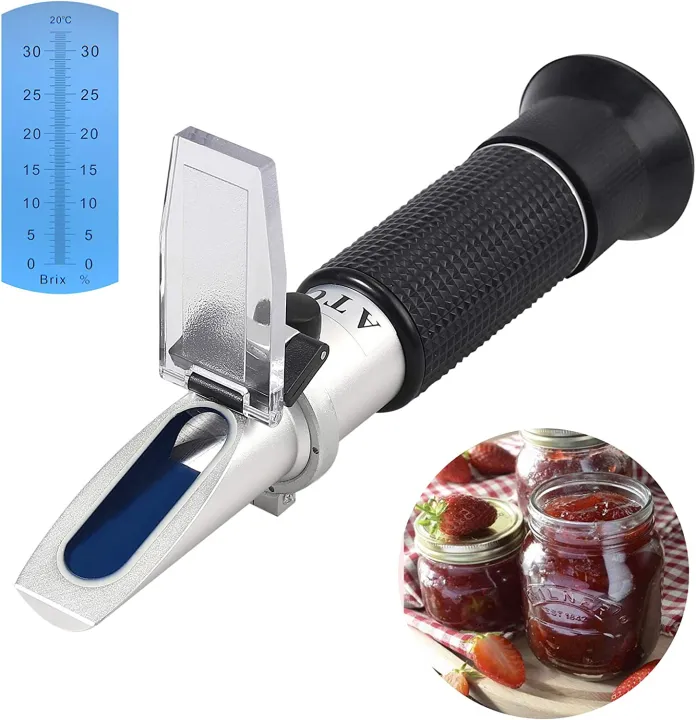 Handheld Refractometer Sugar Concentration Meter Densimeter 0-32% Brix ...