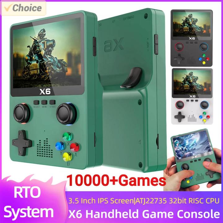 X6 Handheld Game Console 3.5 Inch IPS Screen Retro Game Player 3D Joystick Built-in 10000+Games ...