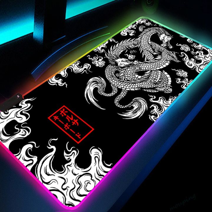 XXL RGB Gaming Mouse Pad Dragon Desk Mat HD Black Gamer Accessories ...