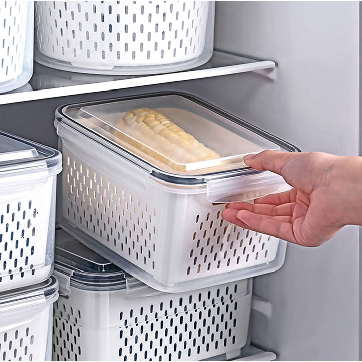Fruit Storage Containers for Fridge with Removable Colander, Airtight ...