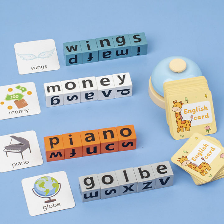 Wooden Spell Word Toys Letter Cognitive Challenge Memory English Word ...