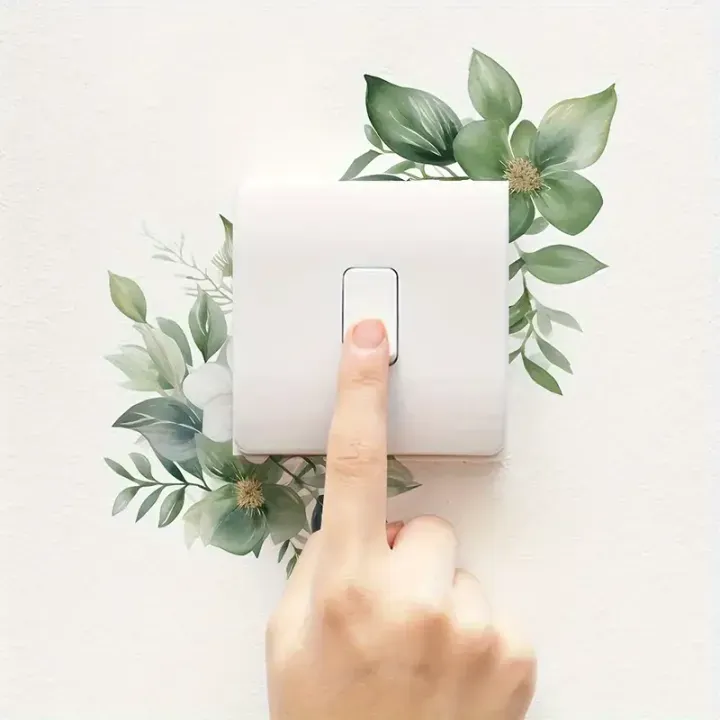 Green Plant Floral Switchboard Wall Decals Peel And Stick Art DIY Decor ...