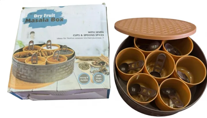 Multipurpose Masala Rangoli Container Box Set – 7-Section Kitchen Spice ...