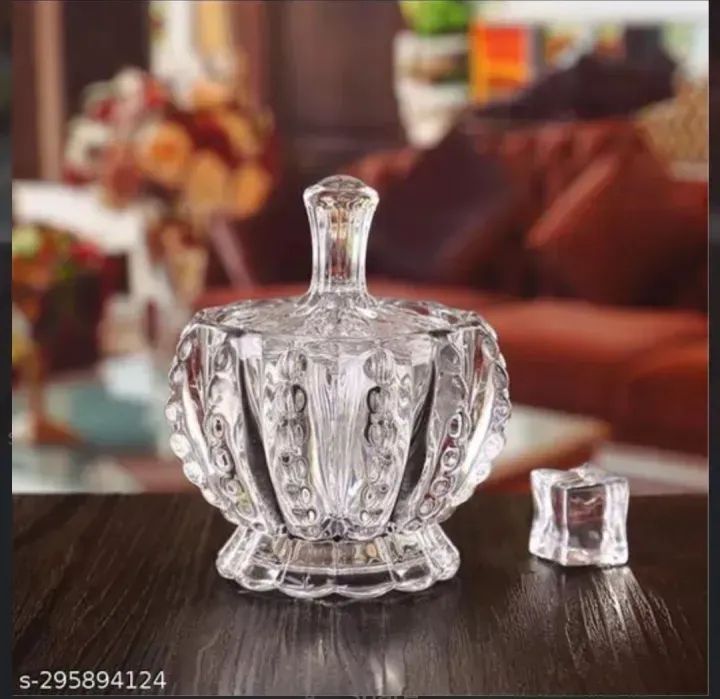 Beautiful Crystal Candy Jar with Lid Glass Candy Dishes Sugar Bowl ...