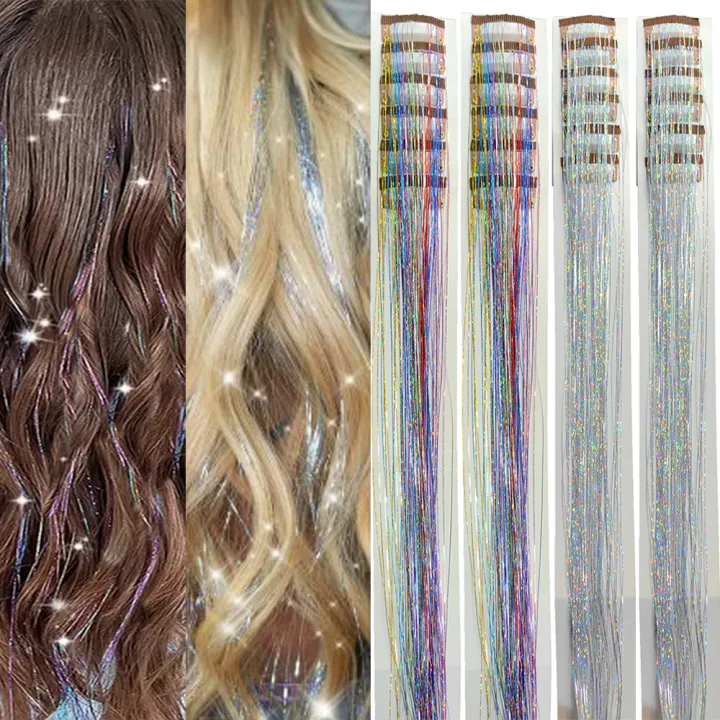 6pcs Clip In Hair Tinsel Synthetic Hair Extensions Pack Of 6Pcs Hair ...