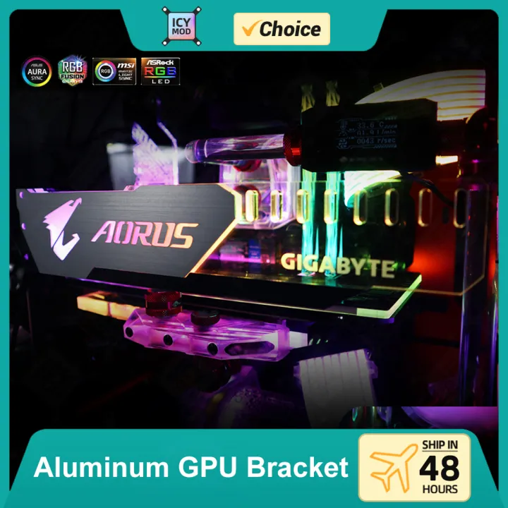 Aluminum GPU Bracket Aorus 5V3Pin VGA Holder RGB MSI ROG NVIDIA A-RGB ...