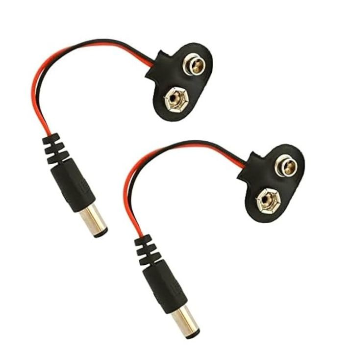 2X 9V Battery Connector with DC Jack Experimental 9V Battery Snap Power ...