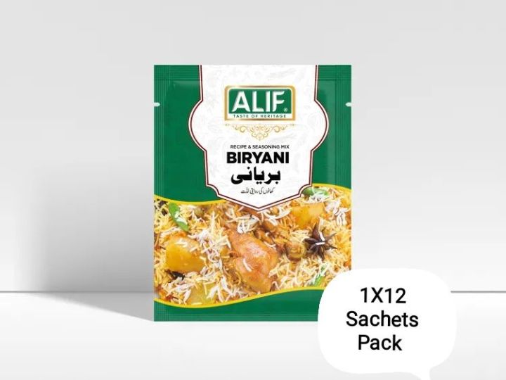 Alif Biryani masala 1x12 sachets "Natural & Organic" | Daraz.pk