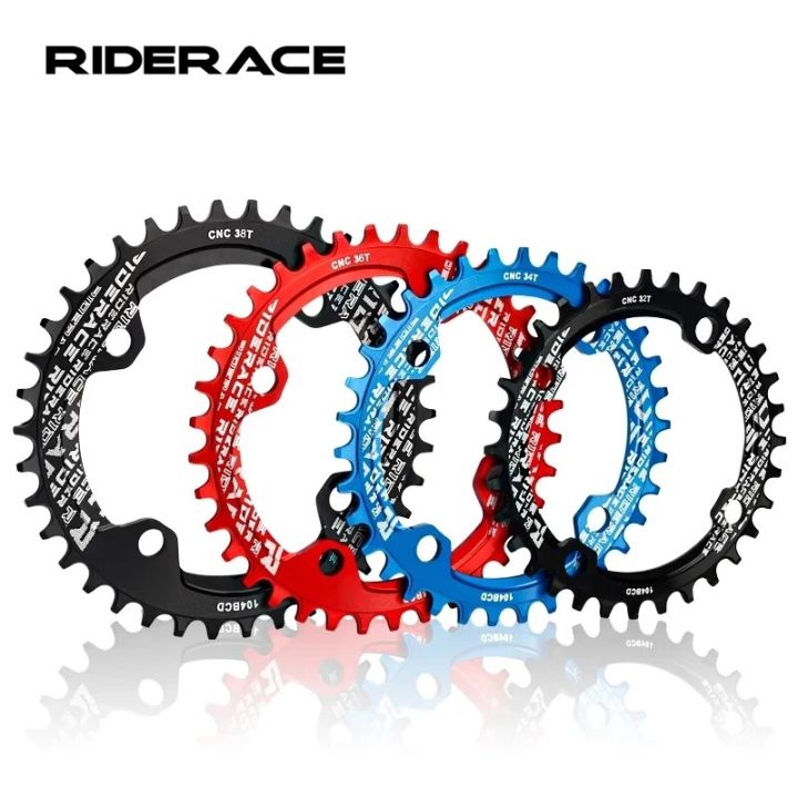 RIDERACE Bicycle Crank Chainring 104BCD Round Shape Narrow Wide 32T/34T/36T/38T Mountain Bike ...