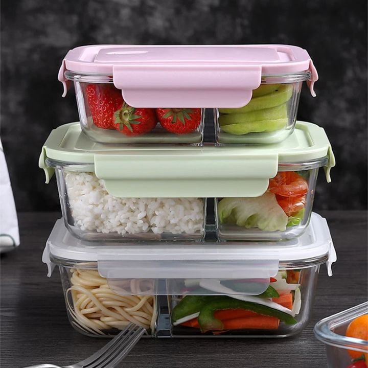 Glass Lunch Box Sealed Fresh-Keeping Box with Lid Portable Student ...