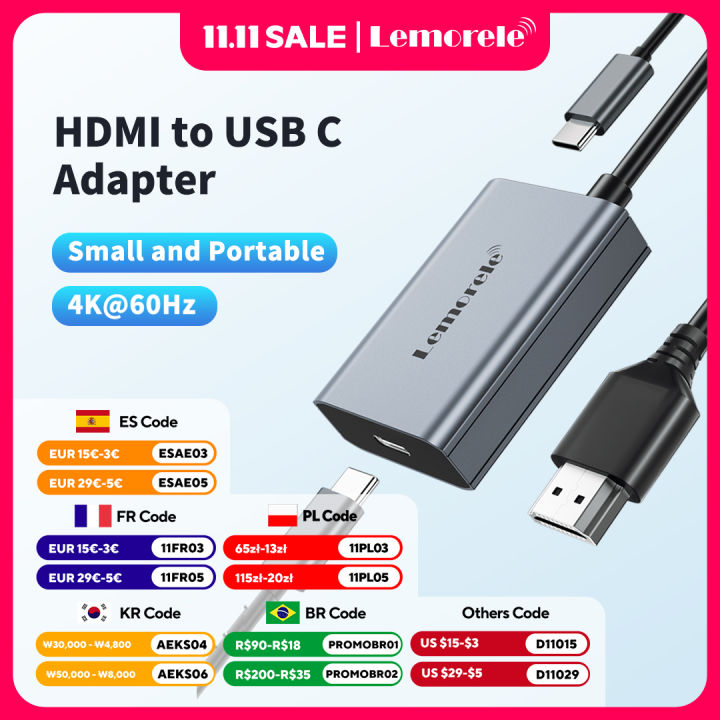 Lemorele HDMI to TYPE-C Adapter 4K 60HZ USB-c Portable Video Adapter ...