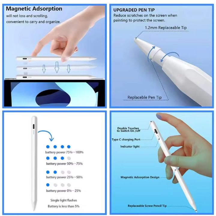 Pencil for Apple iPad 2018-2025,Tilt Sensitivity,Pixel Precision ...