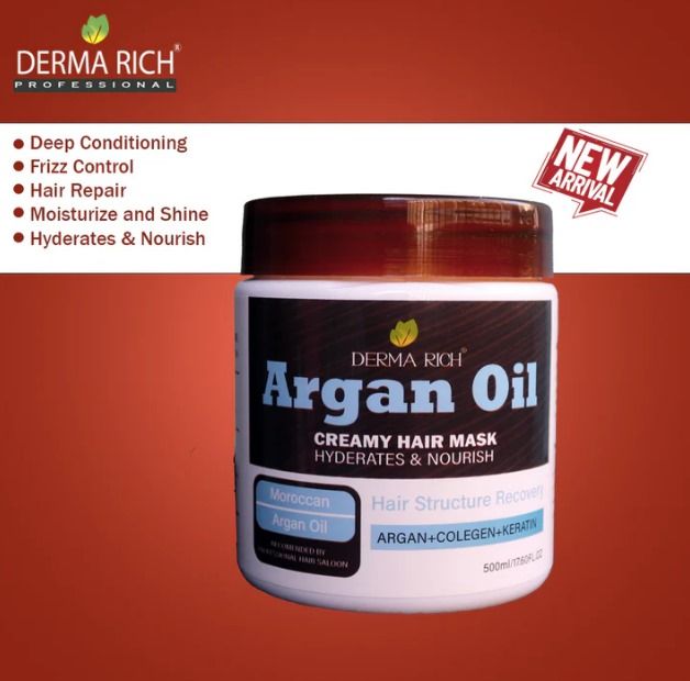 Dermarich Argan Oil Hair Mask with Collegen & Keratin - 500 Grams Jar ...